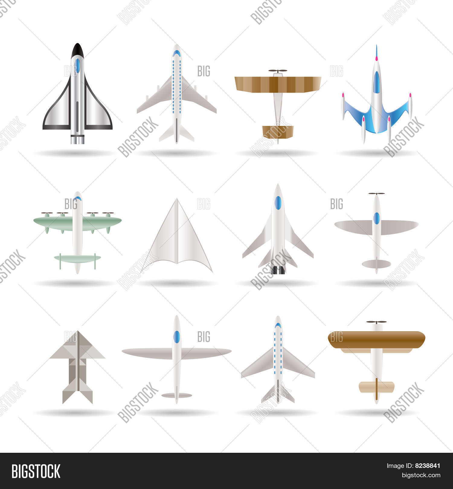 Different Types Plane Vector & Photo (Free Trial) | Bigstock