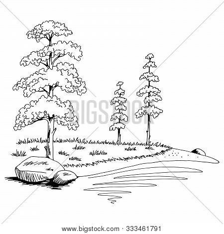 Pine Tree Lake Coast Vector & Photo (Free Trial) | Bigstock