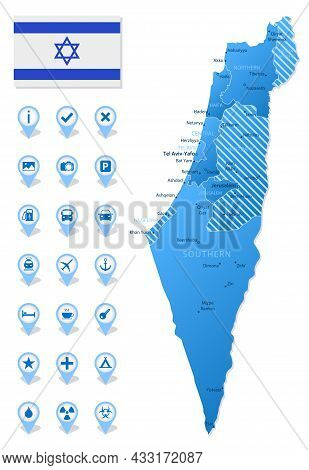 Blue Map Israel Vector & Photo (Free Trial) | Bigstock