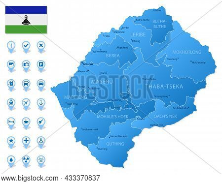 Blue Map Lesotho Vector & Photo (Free Trial) | Bigstock