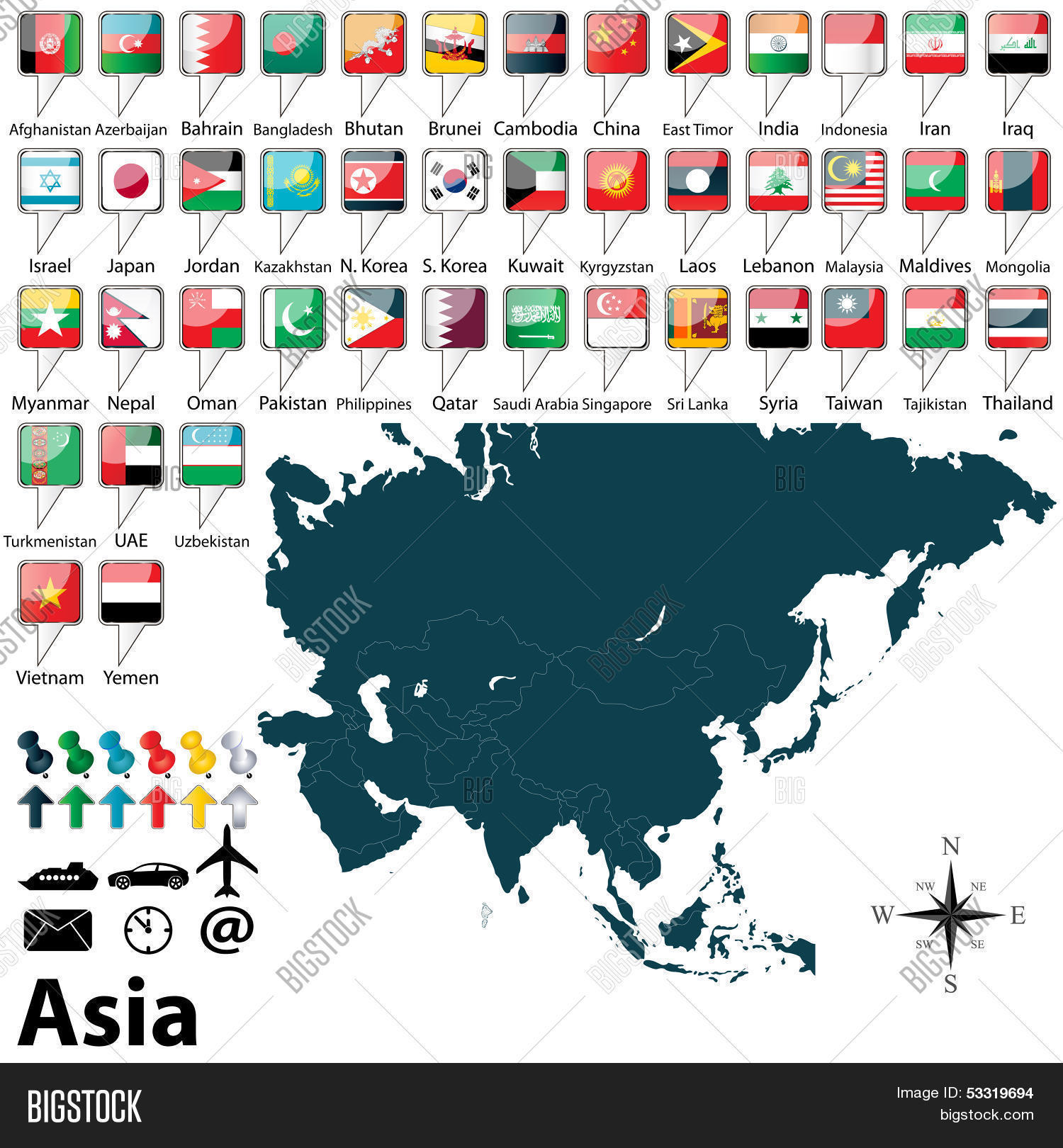 Political Map Asia Vector & Photo (Free Trial) | Bigstock