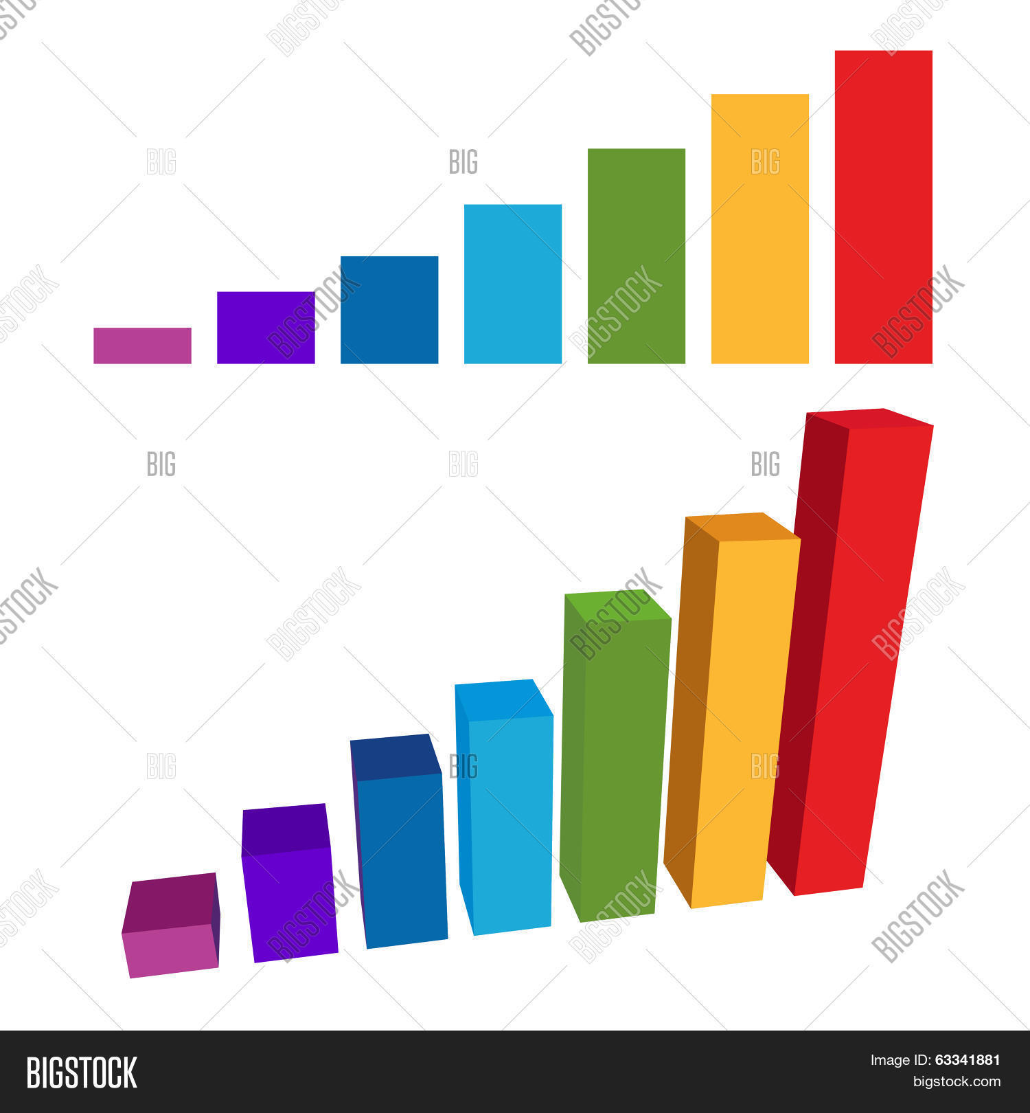 Flat 3D Chart Color Vector & Photo (Free Trial) | Bigstock