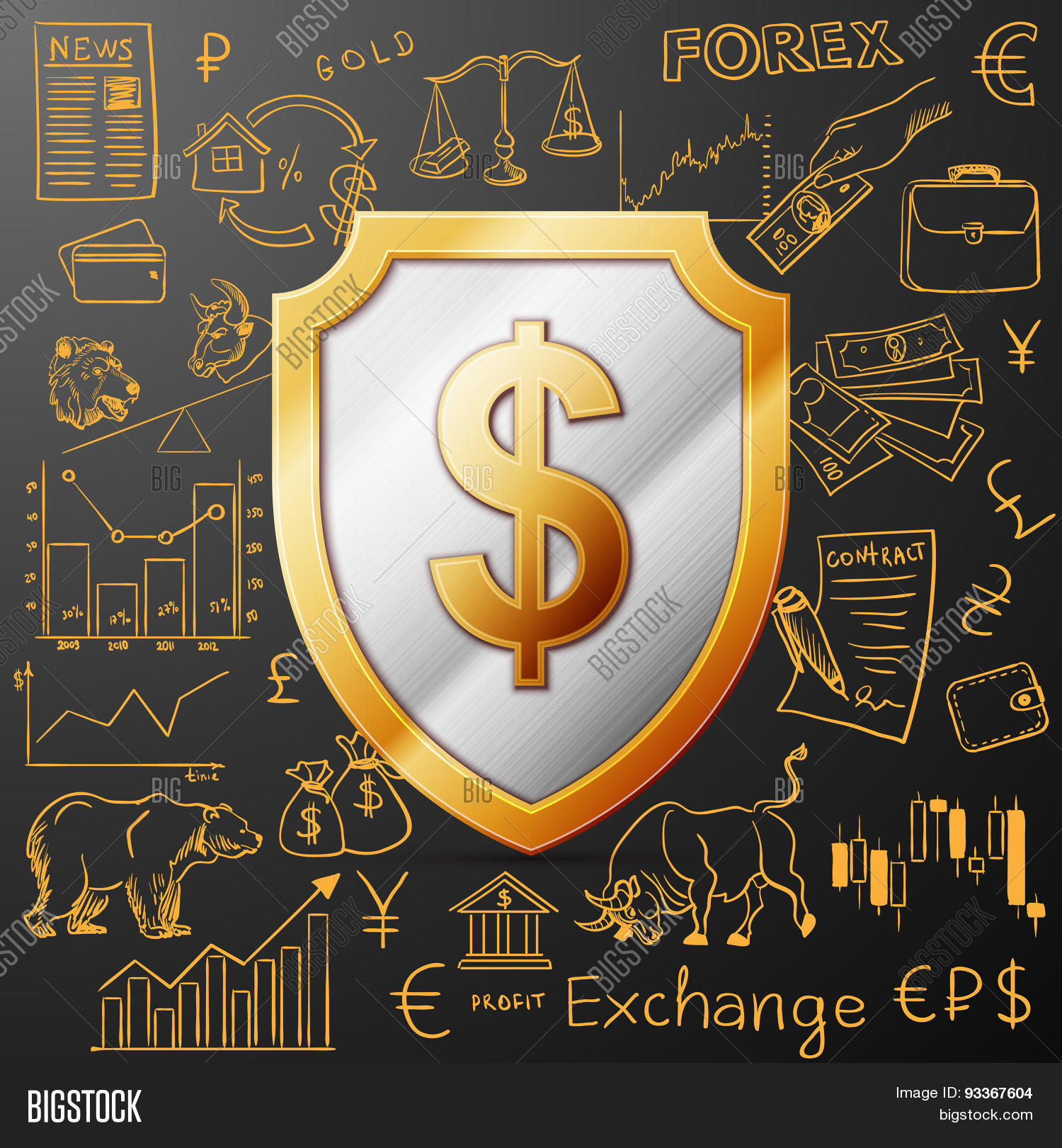 Shield Dollar Sign Vector & Photo (Free Trial) | Bigstock