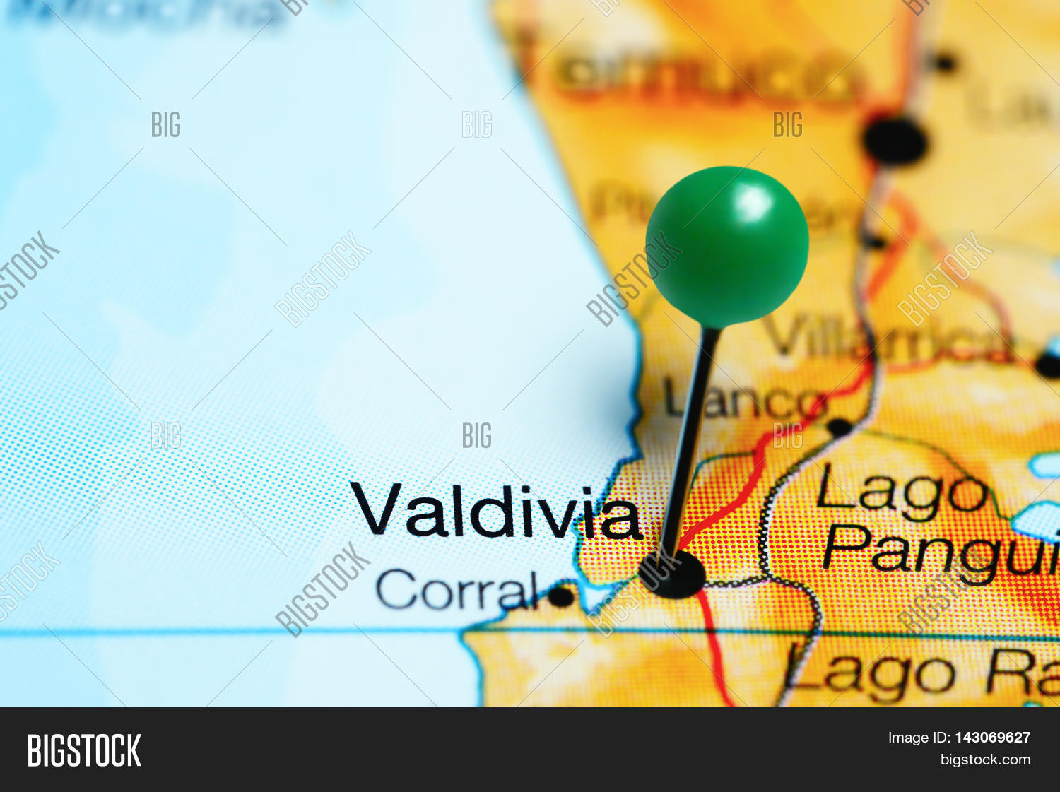 Valdivia Pinned On Map Image & Photo (Free Trial) | Bigstock