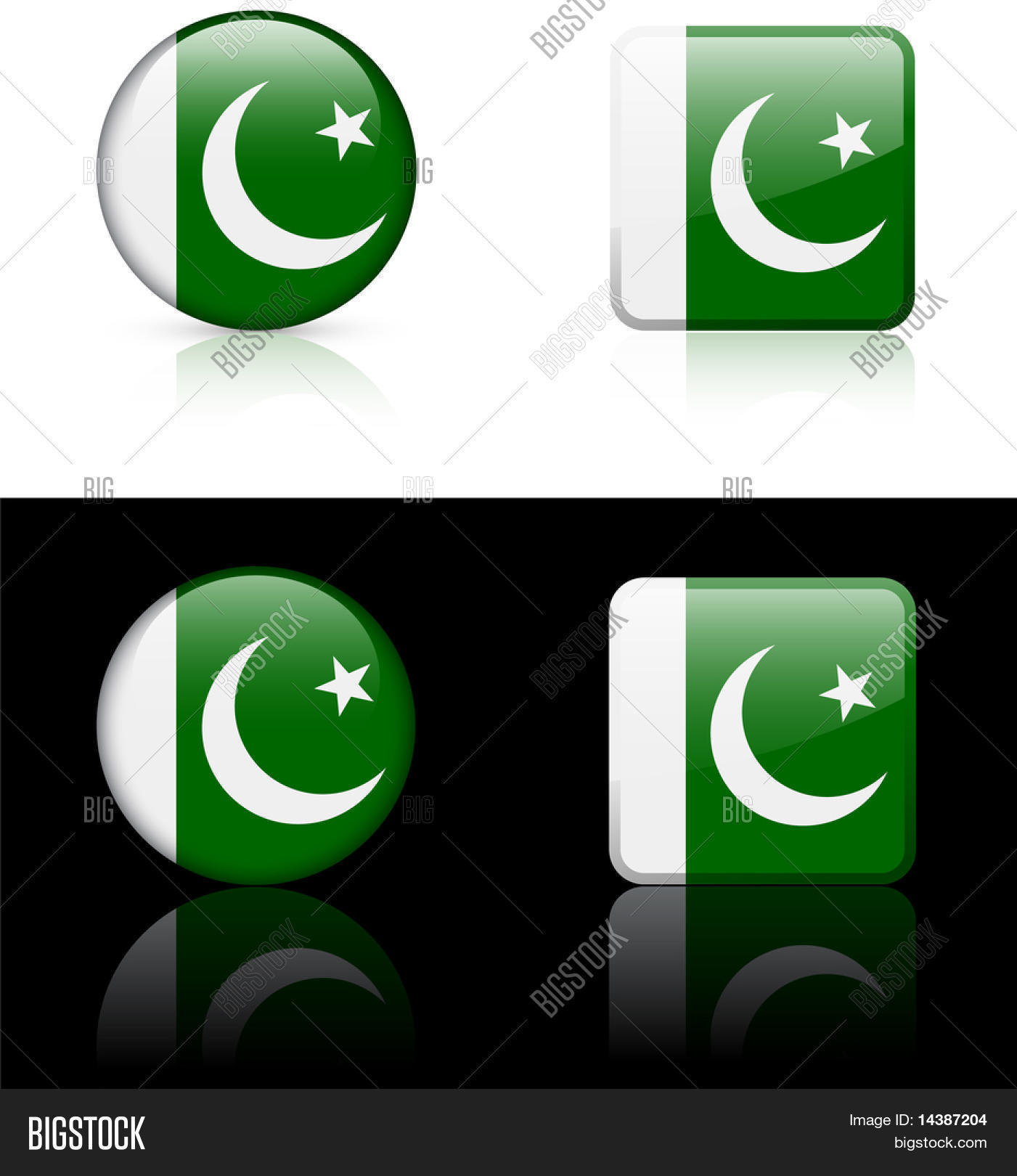 Pakistan Flag Buttons Vector & Photo (Free Trial) | Bigstock