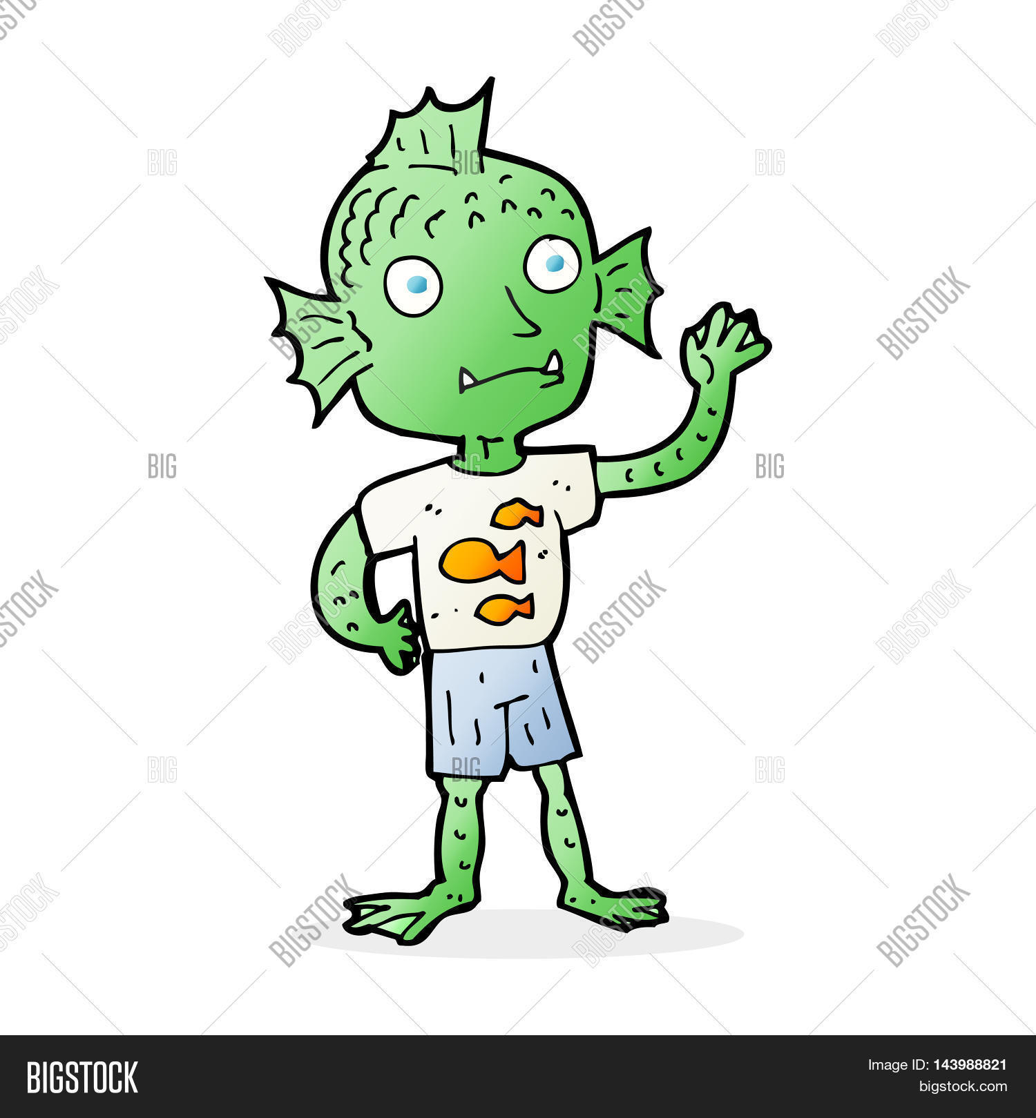 Cartoon Waving Fish Image & Photo (Free Trial) | Bigstock