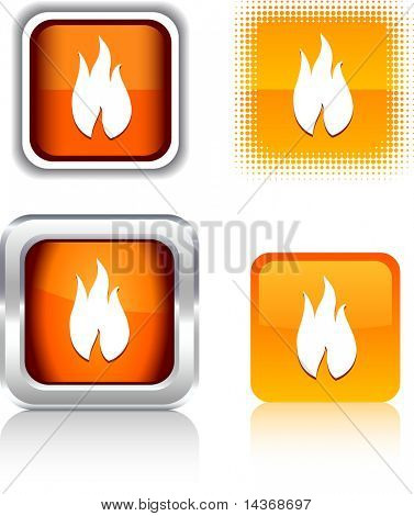 Fire Square Buttons. Vector & Photo (Free Trial) | Bigstock