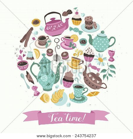 Tea Time Poster Vector & Photo (Free Trial) | Bigstock