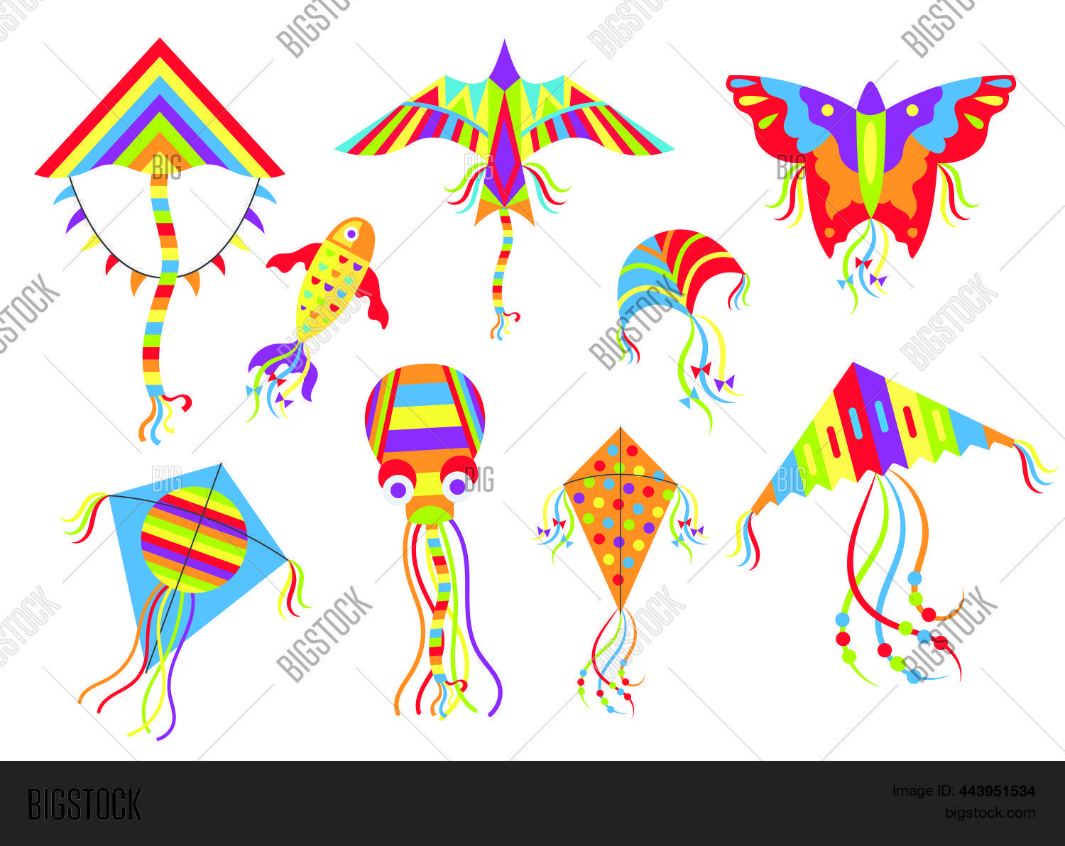 Kites Different Types Vector & Photo (Free Trial) | Bigstock