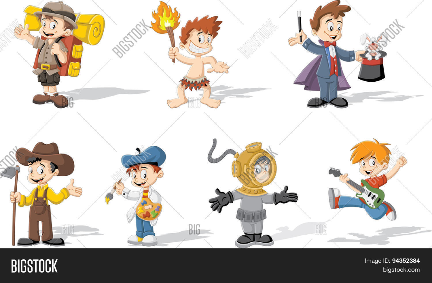 Group Cartoon Boys Vector & Photo (Free Trial) | Bigstock