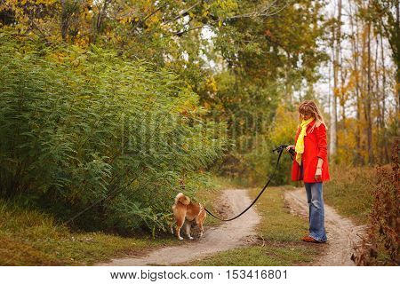 Cute Girl Walking Dog Image & Photo (Free Trial) | Bigstock