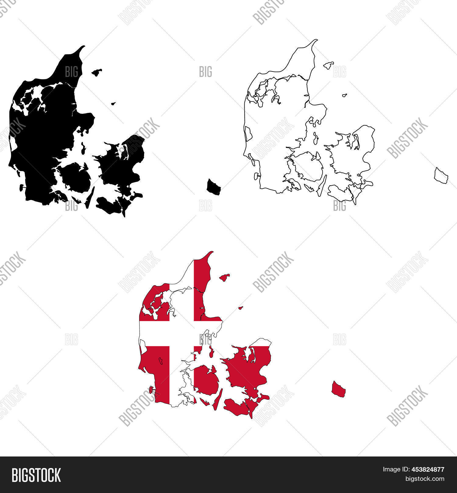 Denmark Flag Map. Image & Photo (Free Trial) | Bigstock