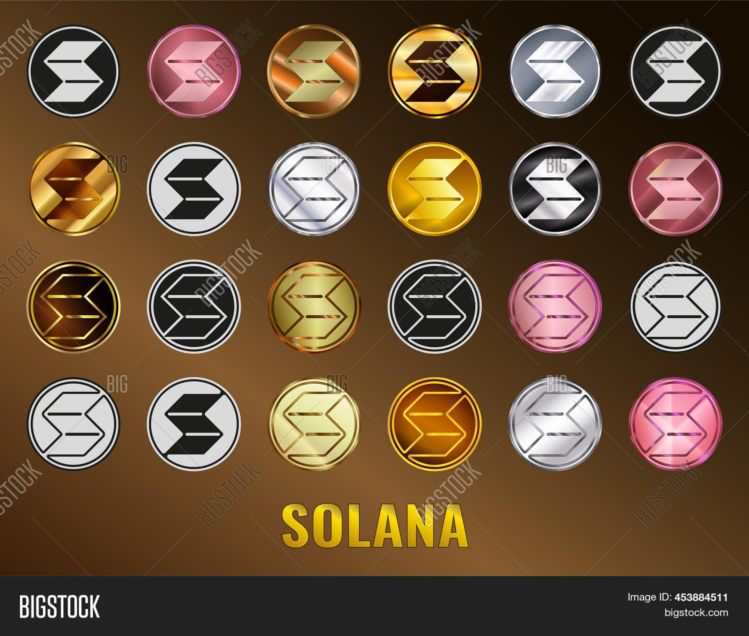Set Solana Coin Sol Image & Photo (Free Trial) | Bigstock