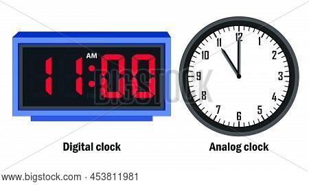 Digital Clock Analog Vector & Photo (Free Trial) | Bigstock