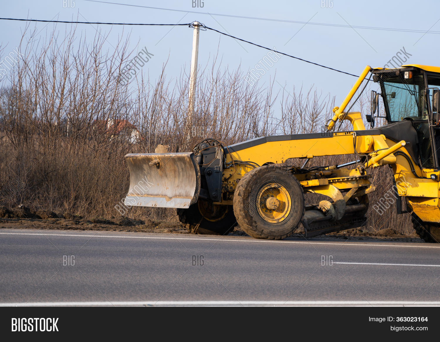 Grader Working On Road Image & Photo (Free Trial) | Bigstock