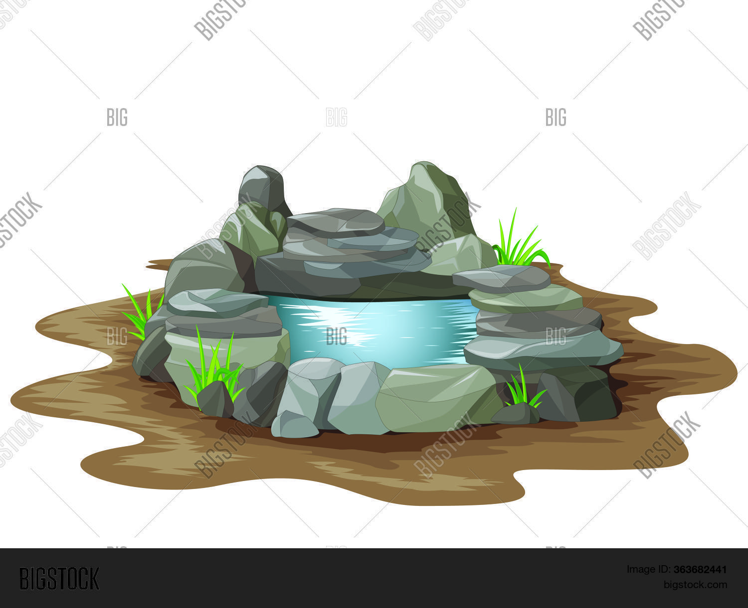Water Pool Rocks Vector & Photo (Free Trial) | Bigstock
