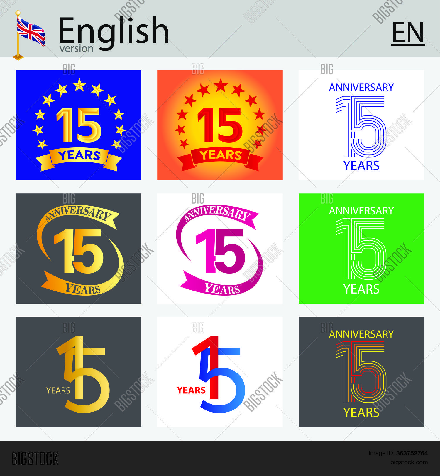 Set Number Fifteen Vector & Photo (Free Trial) | Bigstock