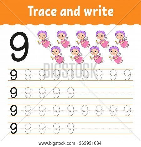 Trace Write. Number 9 Vector & Photo (Free Trial) | Bigstock