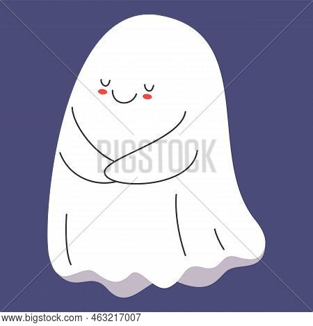 Cute Funny Shy Ghost Vector & Photo (Free Trial) | Bigstock