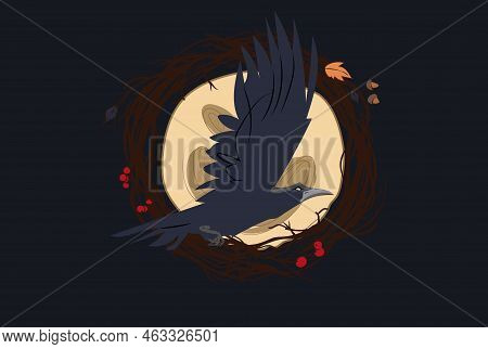 Sketch Flying Raven. Vector & Photo (Free Trial) | Bigstock