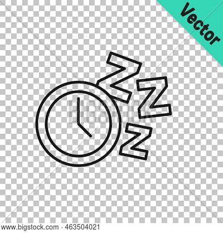 Black Line Alarm Clock Icon Isolated On Transparent Background. Wake Up ...