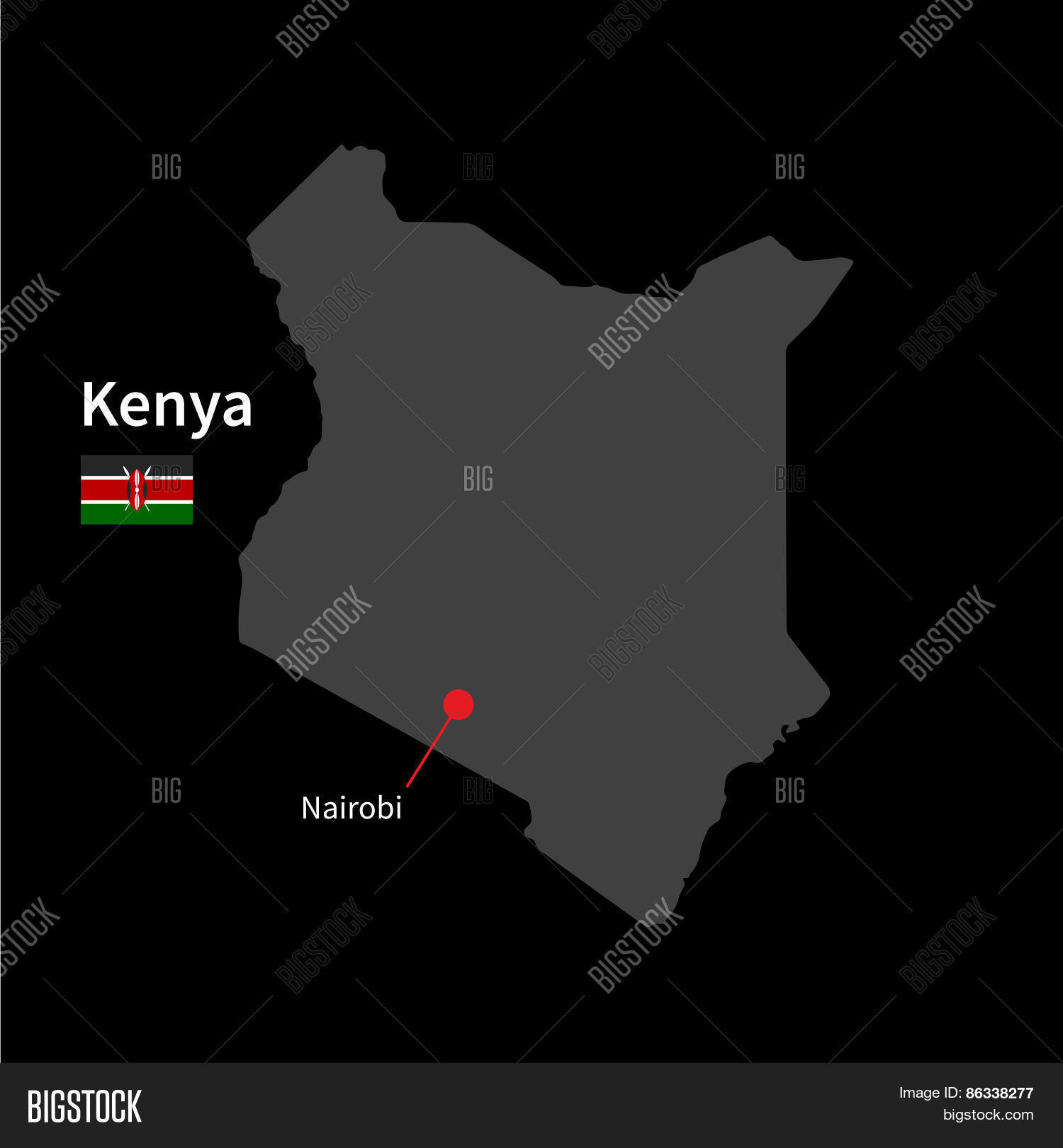 Detailed Map Kenya Vector & Photo (Free Trial) | Bigstock