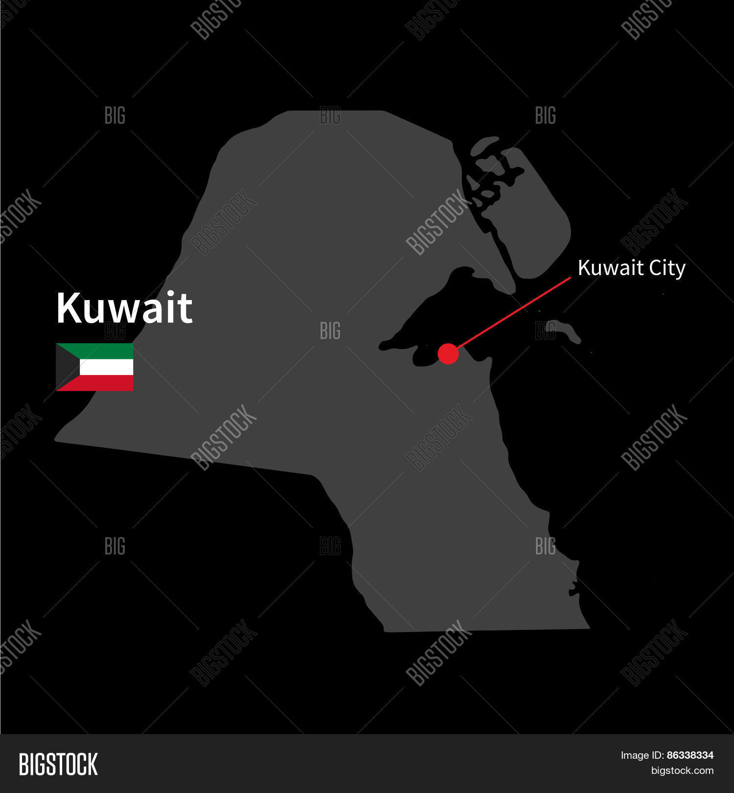 Detailed Map Kuwait Vector & Photo (Free Trial) | Bigstock