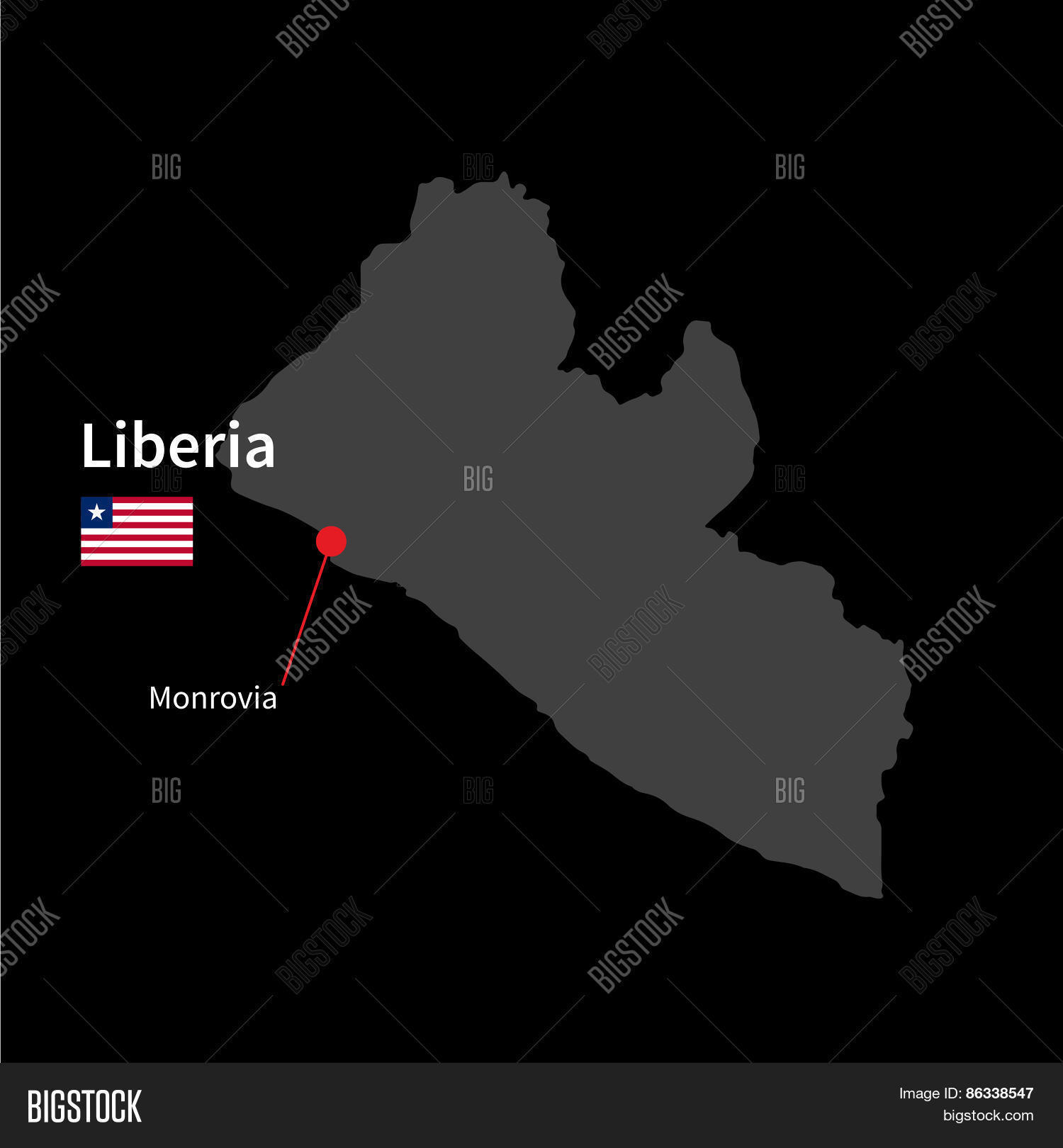Detailed Map Liberia Vector & Photo (Free Trial) | Bigstock