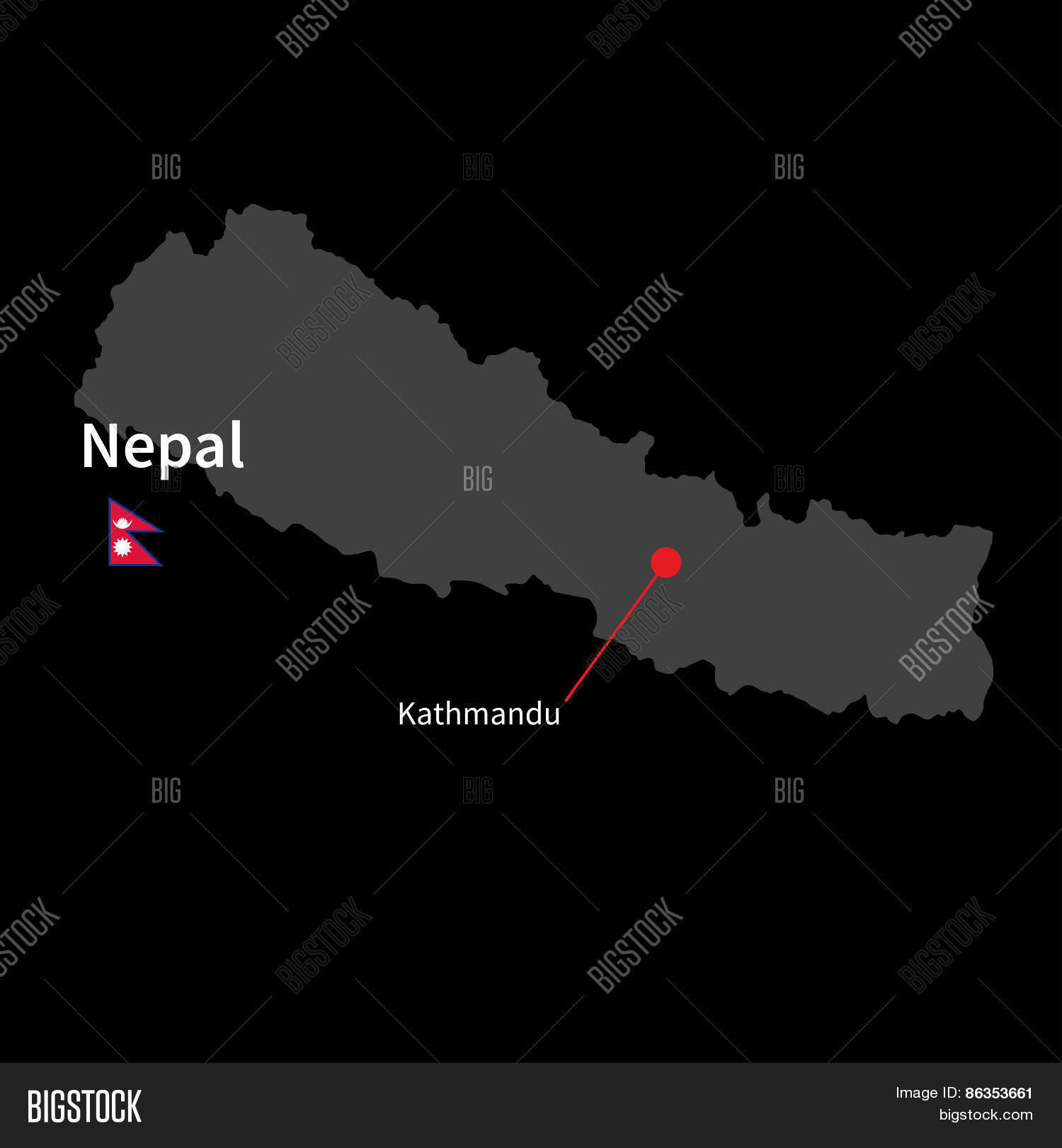 Detailed Map Nepal Vector & Photo (Free Trial) | Bigstock