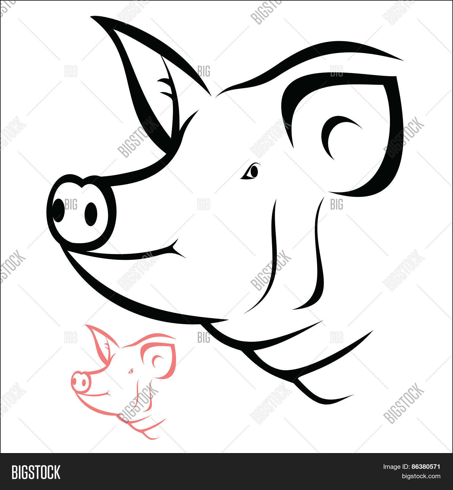 Pig Head Vector & Photo (Free Trial) | Bigstock