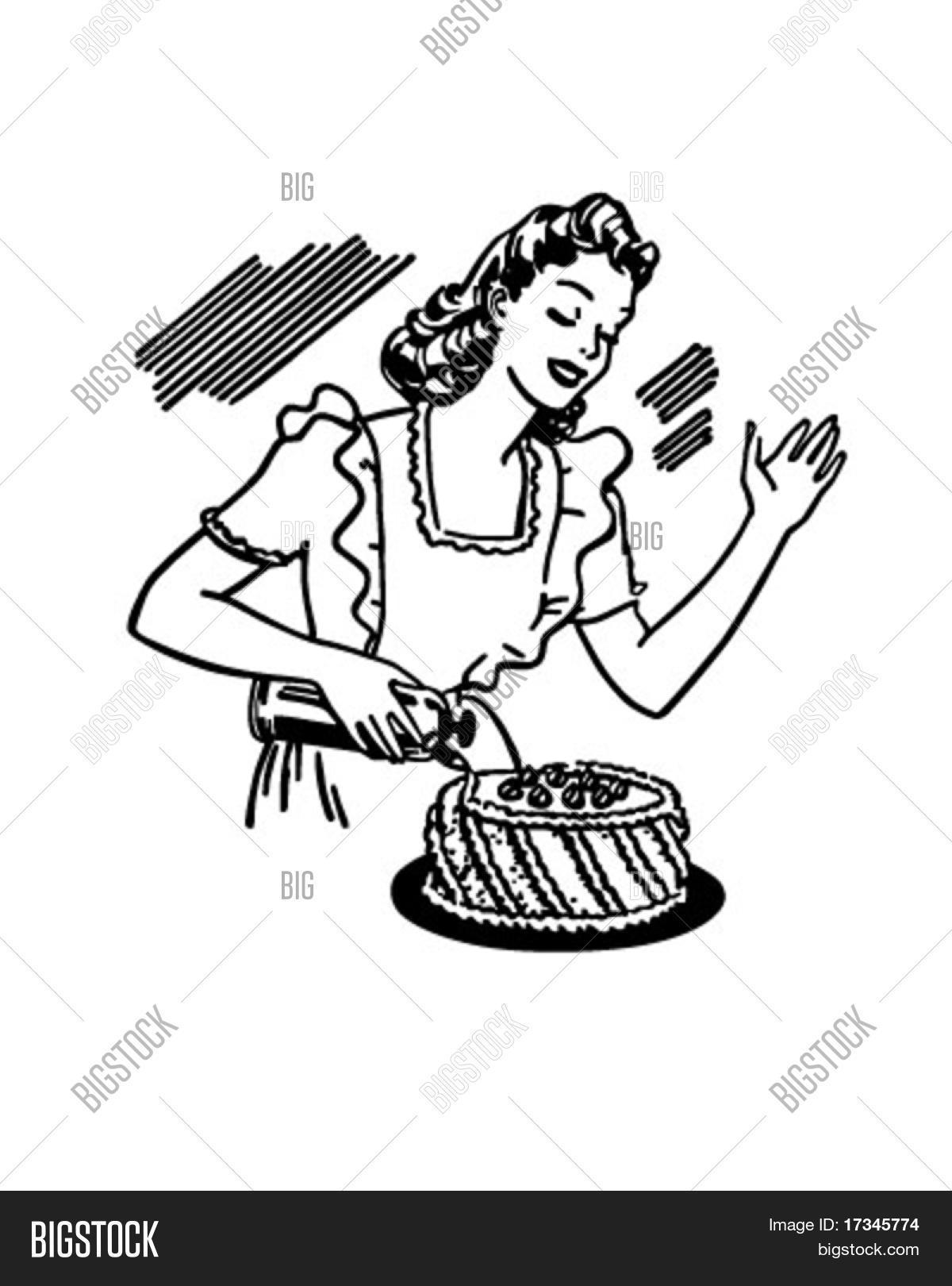 Woman Decorating Cake Vector & Photo (Free Trial) | Bigstock