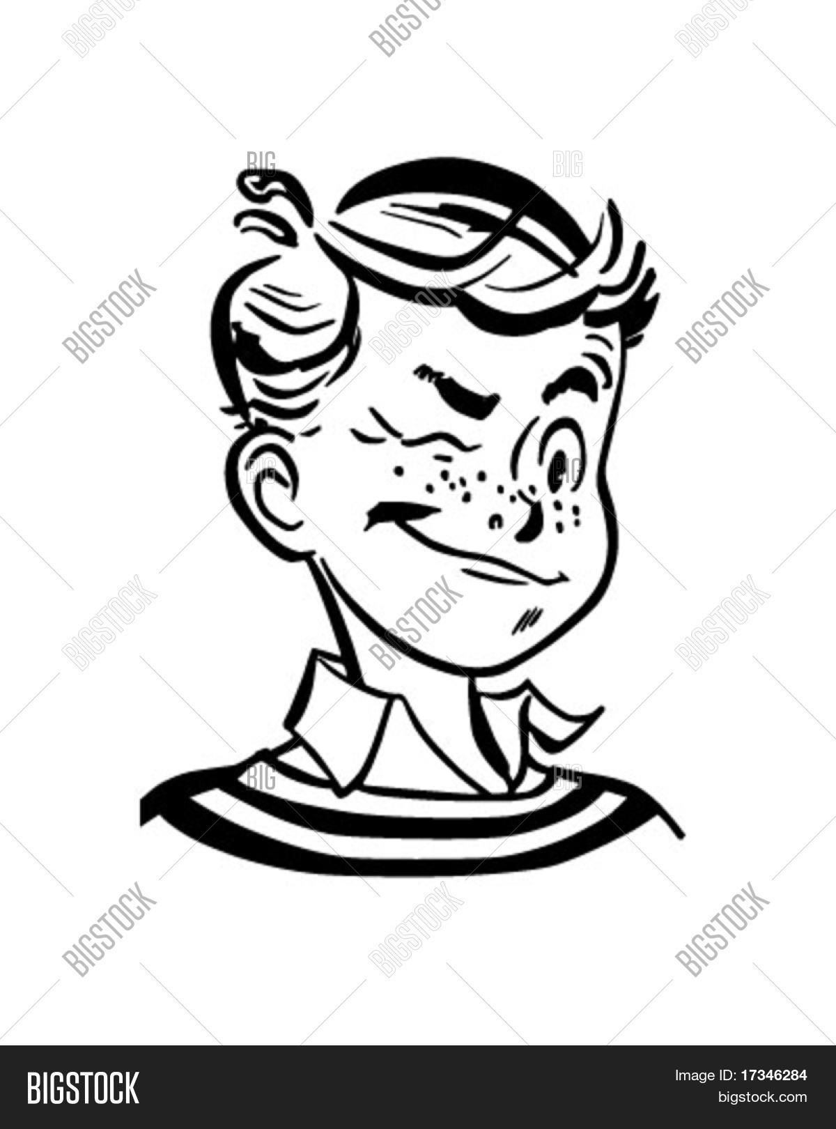 Winking Boy - Retro Vector & Photo (Free Trial) | Bigstock