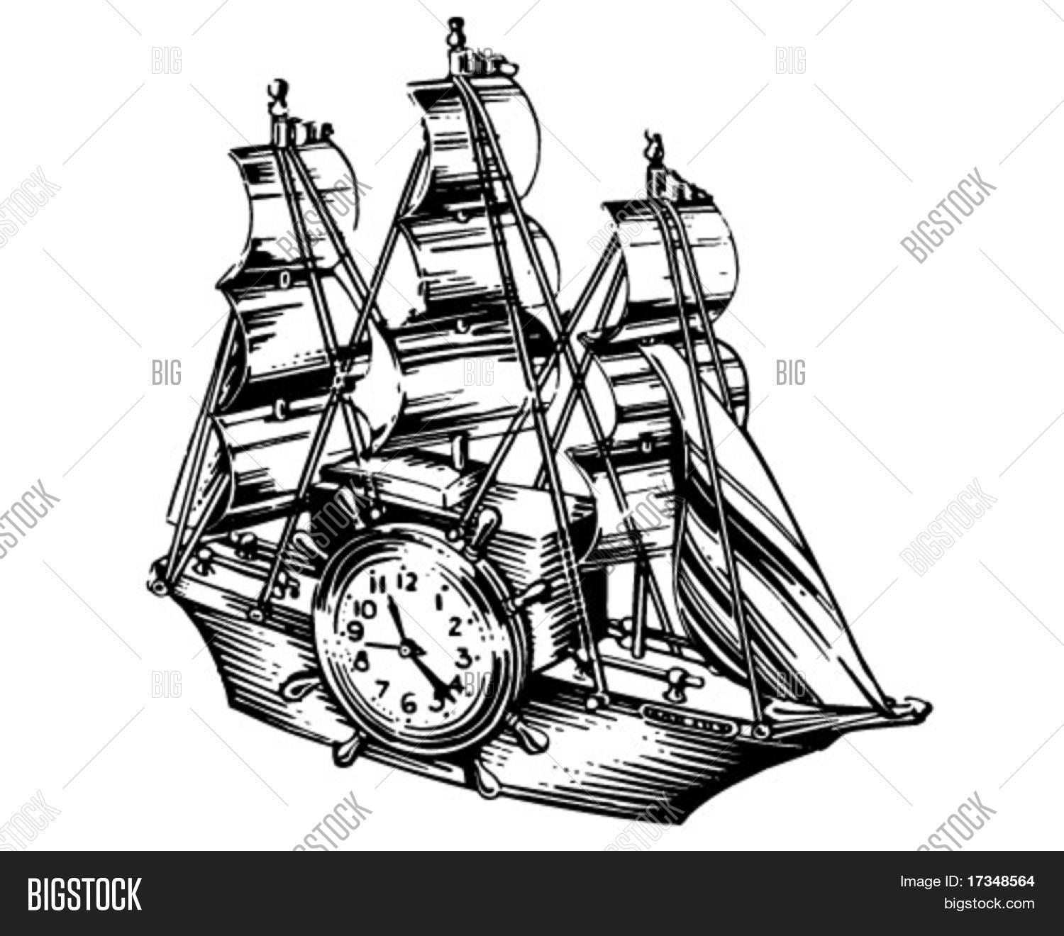 Ship Clock - Retro Vector & Photo (Free Trial) | Bigstock