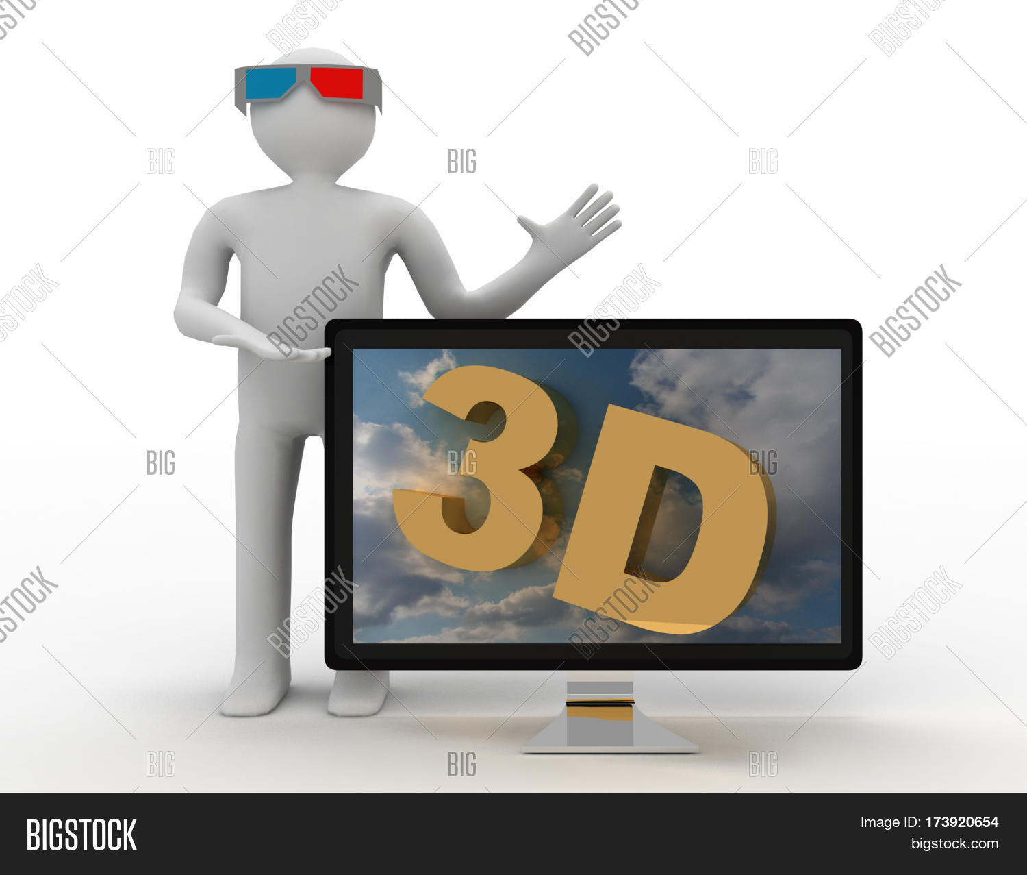 3D Man Tv. 3D Hd Tv Image & Photo (Free Trial) | Bigstock