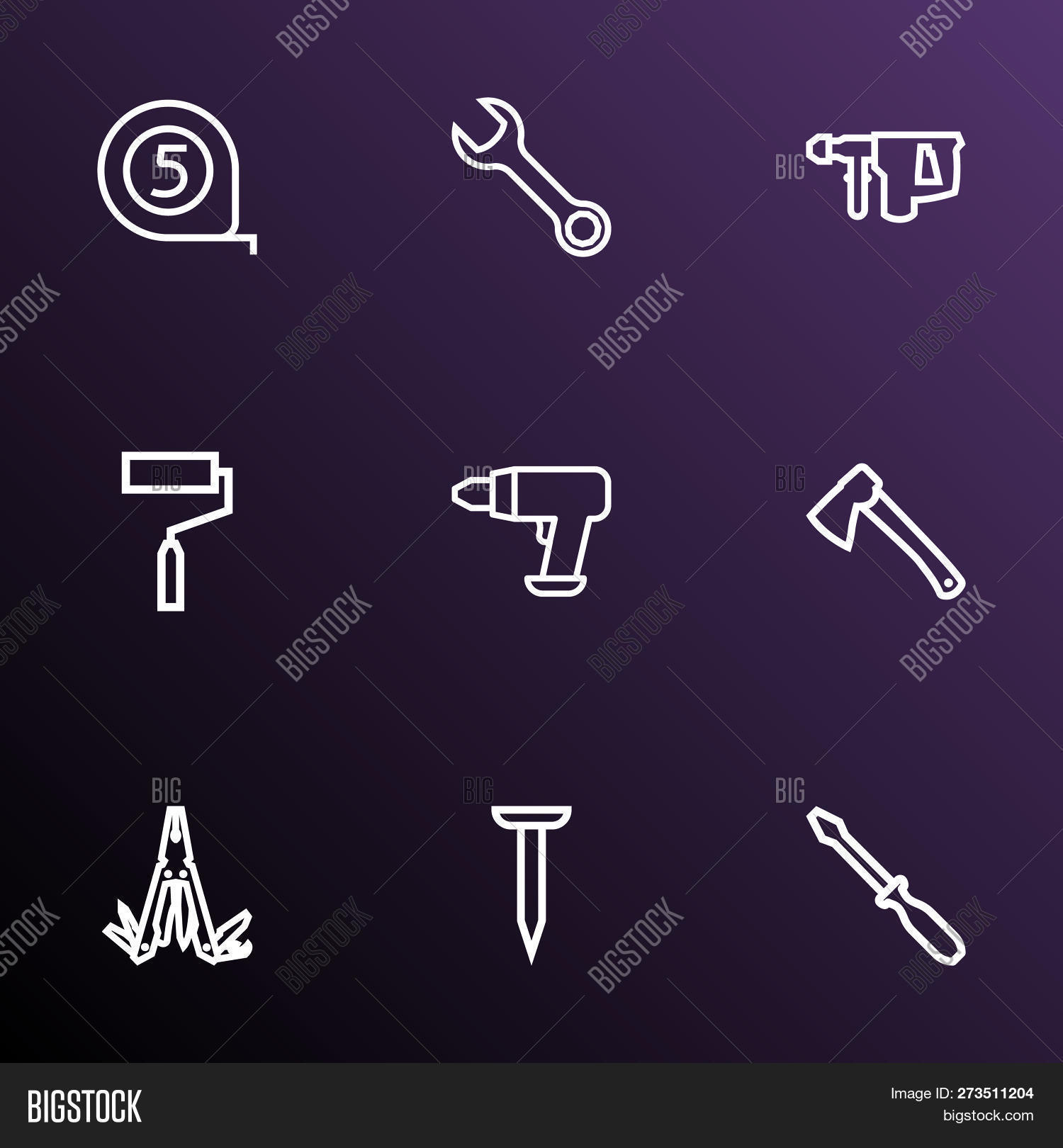 Handtools Icons Line Image & Photo (Free Trial) | Bigstock