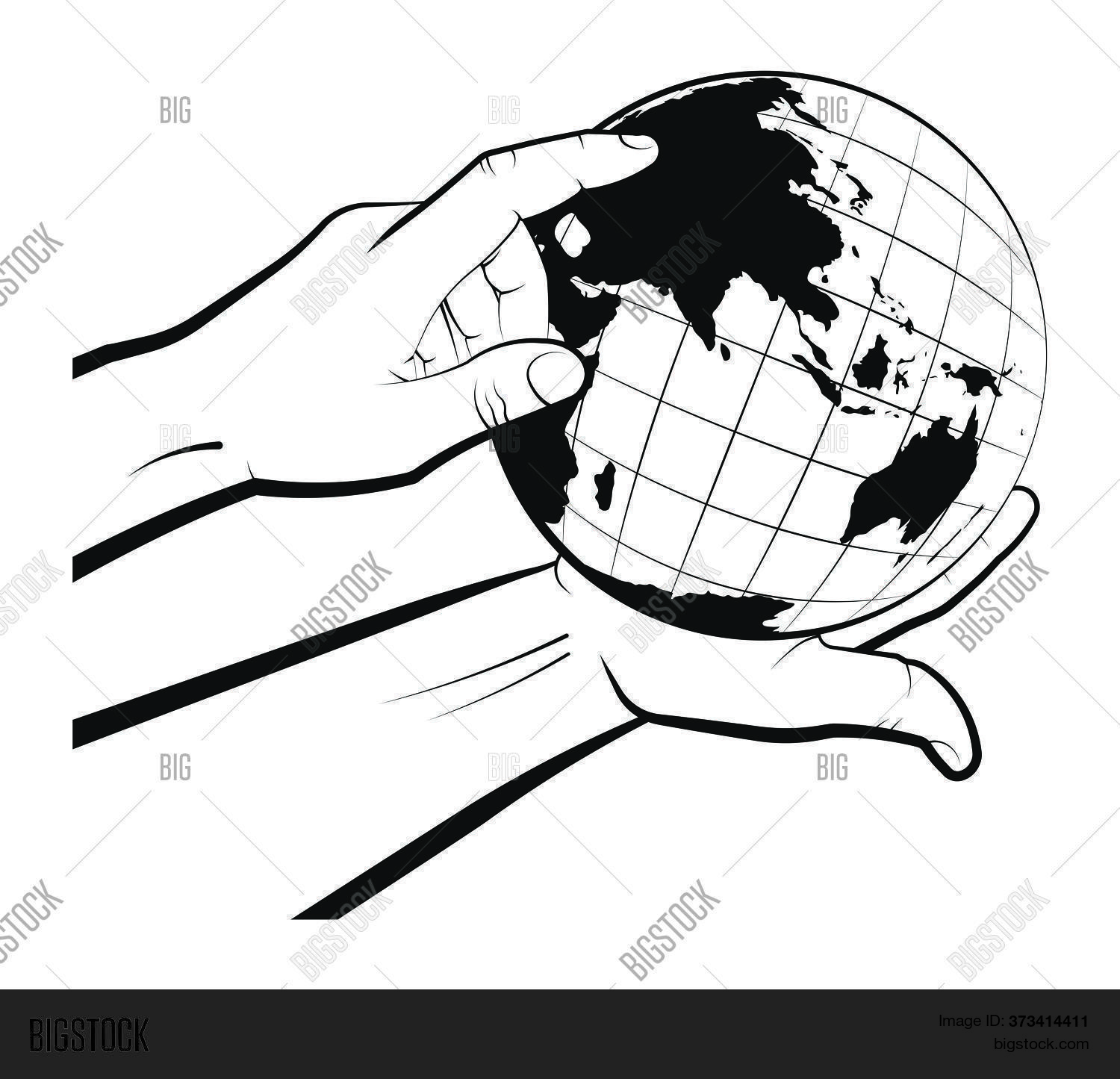 Man Holds Globe His Vector & Photo (Free Trial) | Bigstock