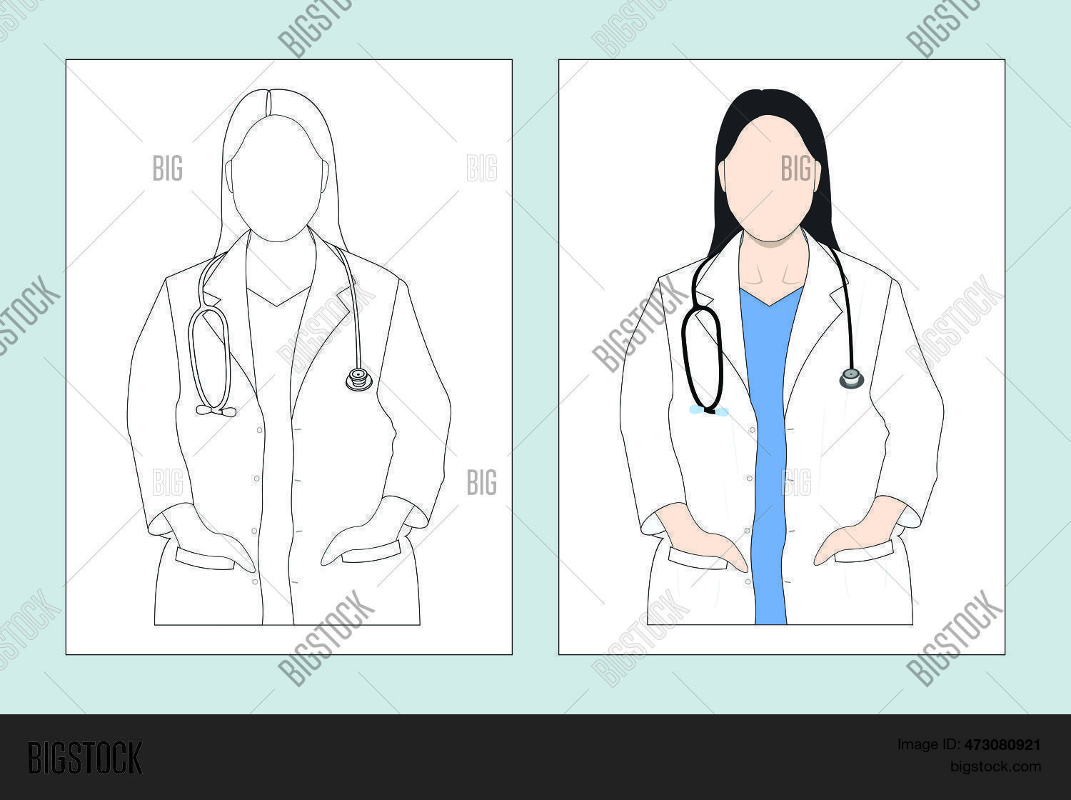 Woman Doctor Line Art Vector & Photo (Free Trial) | Bigstock