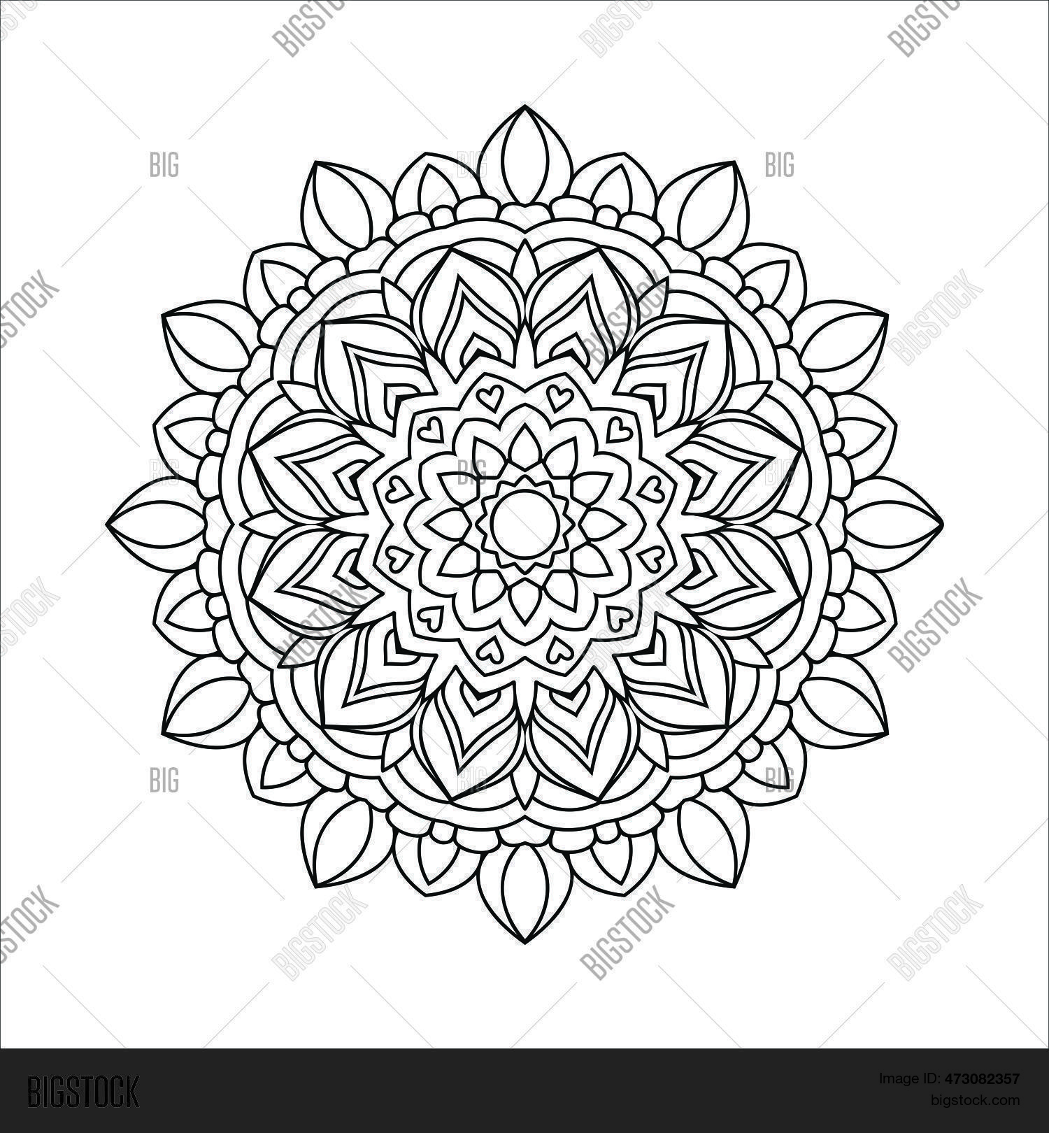 Flower Mandala Line Vector & Photo (Free Trial) | Bigstock