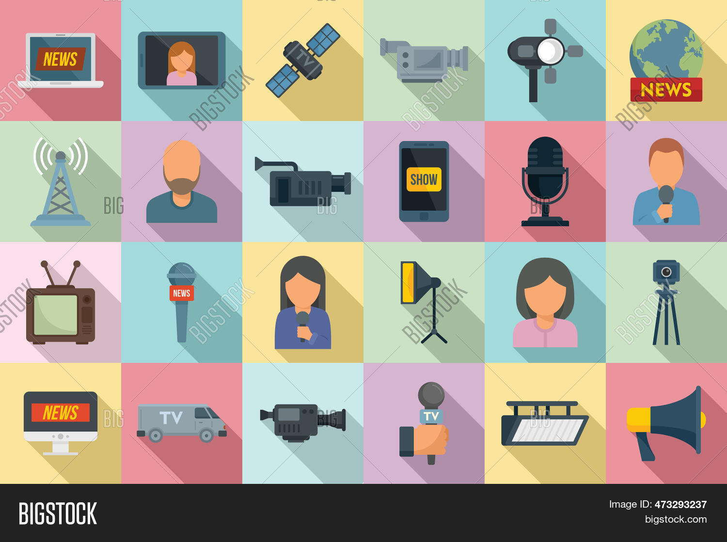 Tv Presenter Icons Set Image & Photo (Free Trial) | Bigstock