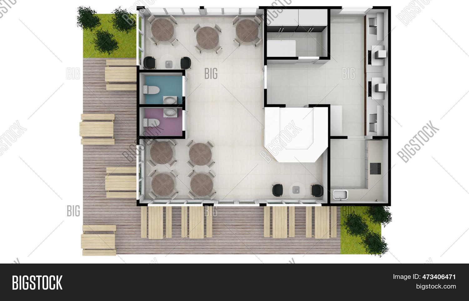 Cafe Top View Plans. Image & Photo (Free Trial) | Bigstock