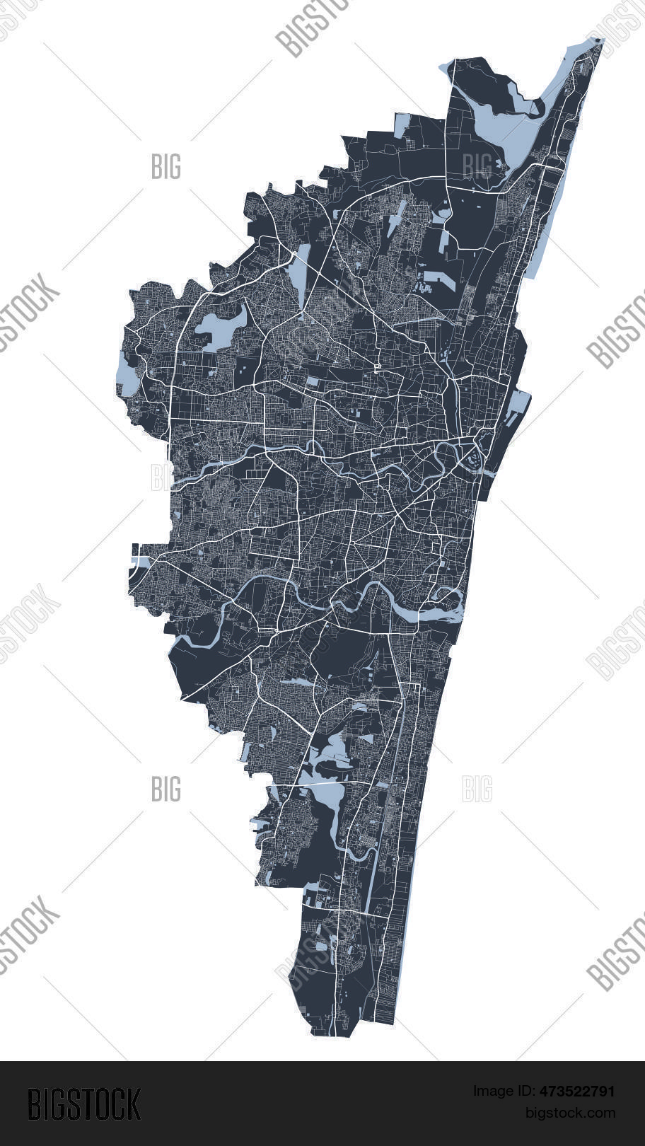 Chennai Map. Detailed Vector & Photo (Free Trial) | Bigstock