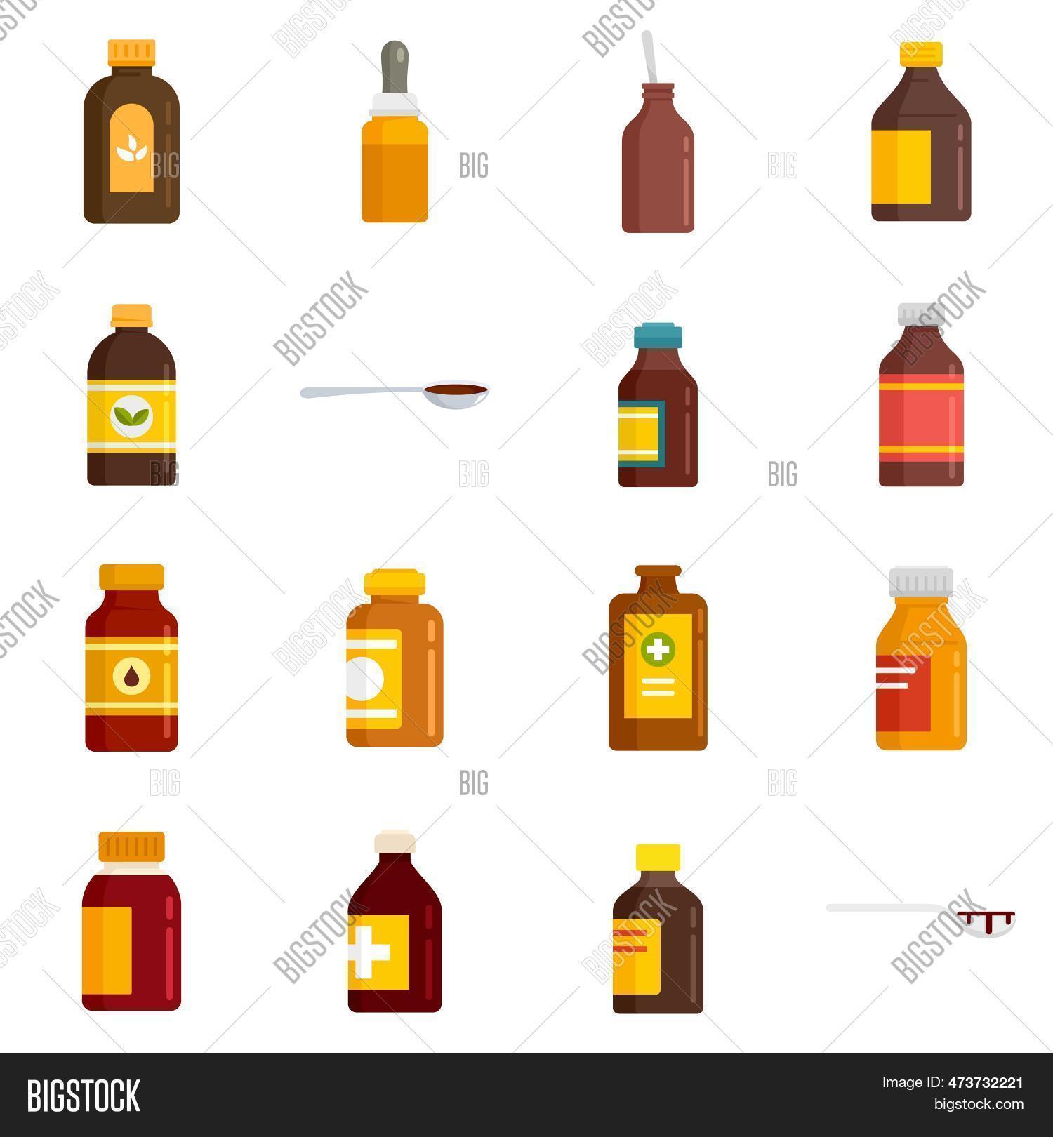 Cough Syrup Icons Set Image & Photo (Free Trial) | Bigstock