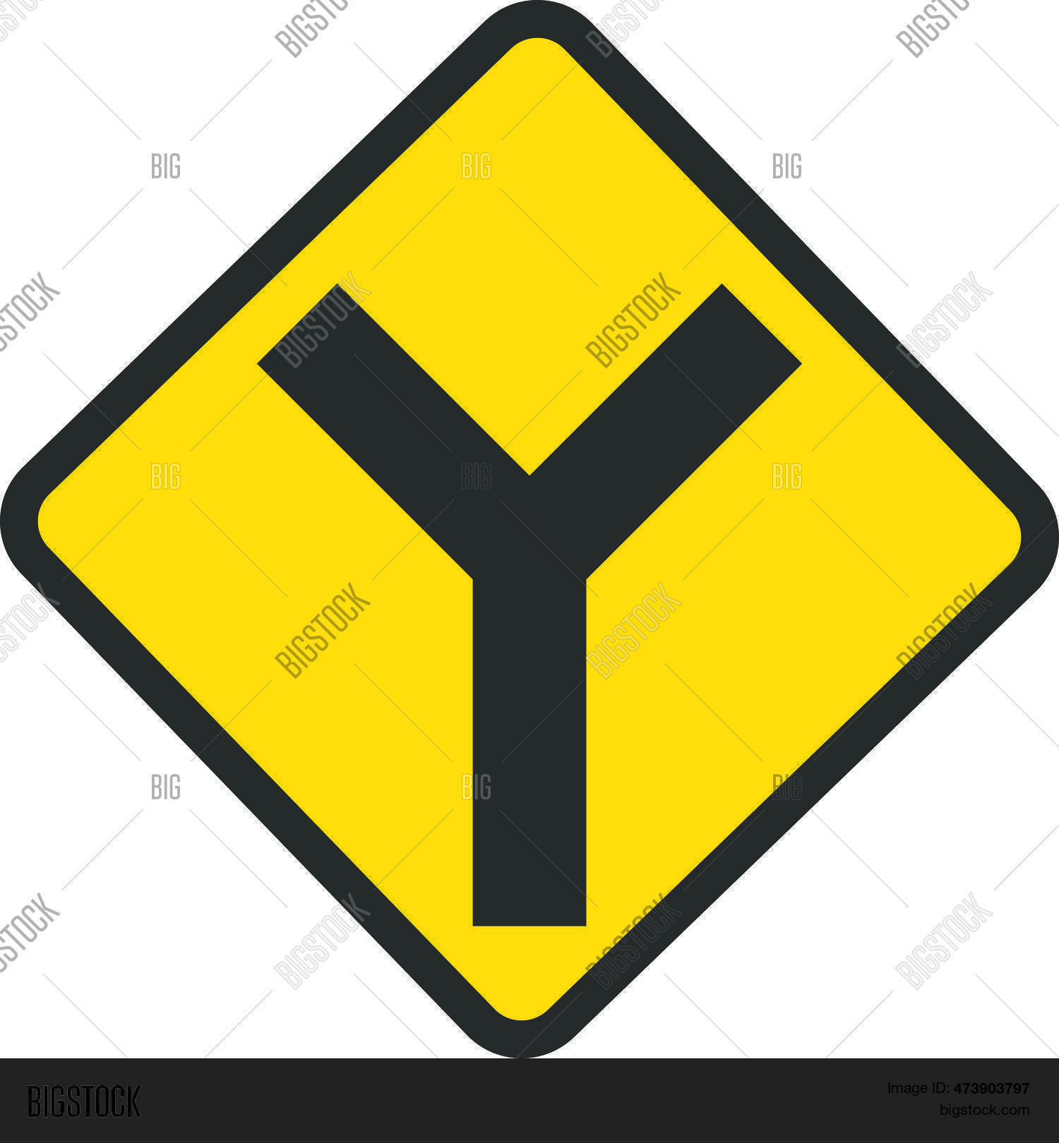 Y Intersection Sign Vector & Photo (Free Trial) | Bigstock