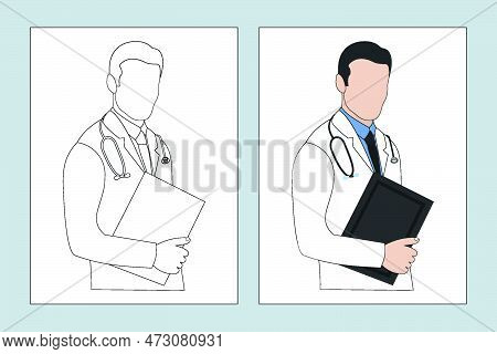 Male Doctor Line Art Vector & Photo (Free Trial) | Bigstock