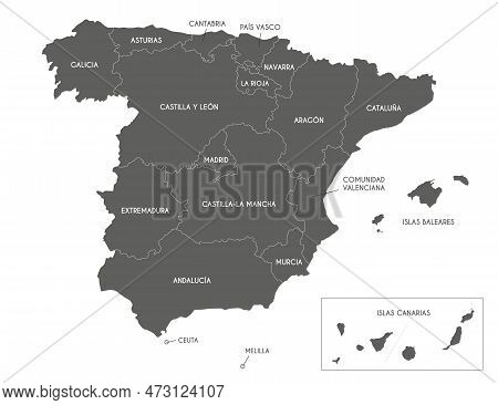 Vector Map Spain Vector & Photo (Free Trial) | Bigstock