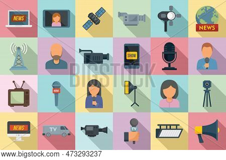 Tv Presenter Icons Set Image & Photo (Free Trial) | Bigstock