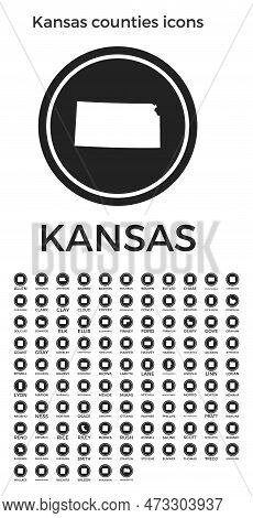 Kansas Counties Icons Vector & Photo (Free Trial) | Bigstock