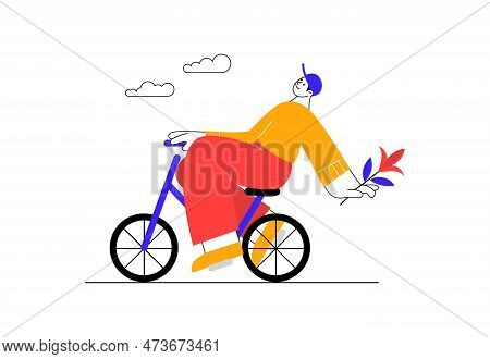 Happy Man On Bicycle Vector & Photo (Free Trial) | Bigstock