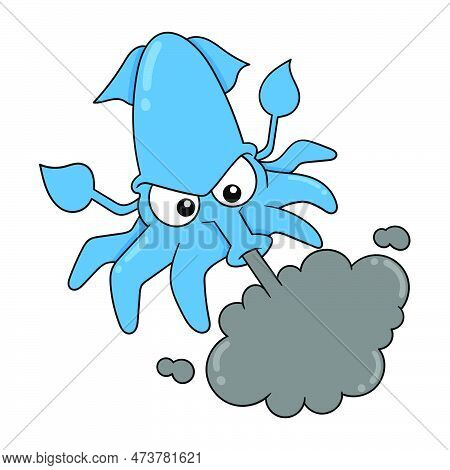 Angry Blue Squid Spit Vector & Photo (Free Trial) | Bigstock