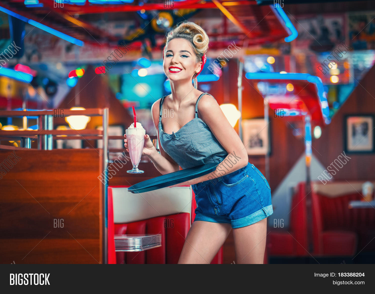 Young Waitress Retro Image & Photo (Free Trial) | Bigstock